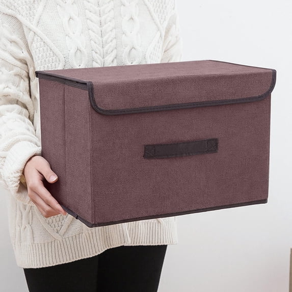 Foldable Fabric Storage Box with Lid for Clothes and Household Items ...