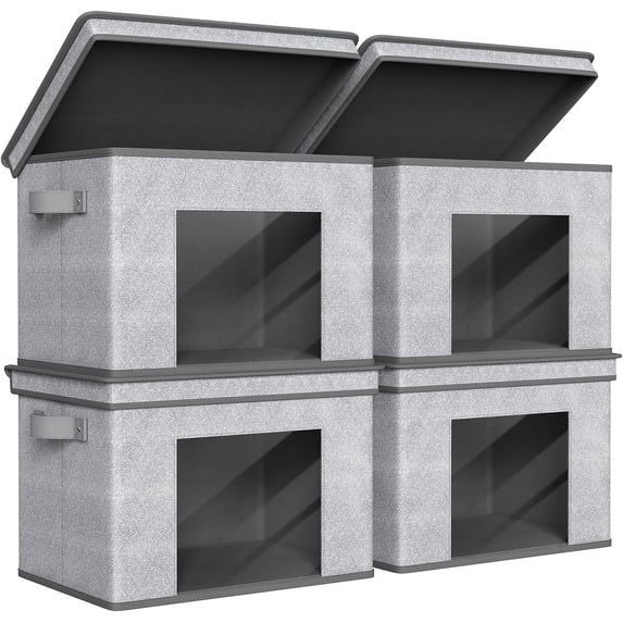 Foldable Fabric Storage Boxes Large Storage Bins with Lids [4-Pack ...