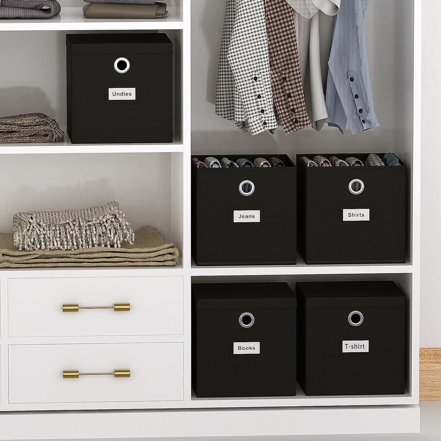 Foldable Fabric Storage Cubes with Lids, Home Organizer Bins with ...