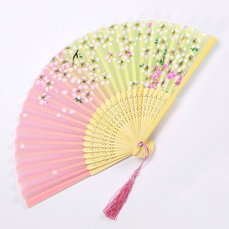 Foldable Fan Handheld Fabric Bamboo Fan Chinese Vintage Style Hand Held ...