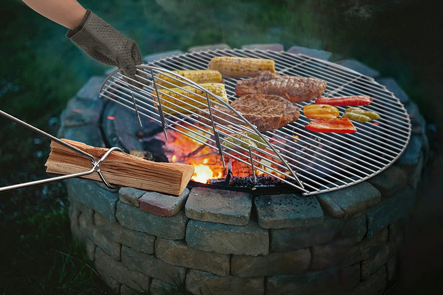 Foldable Fire Pit Cooking Grates for Grilling, BBQ Solid Stainless ...