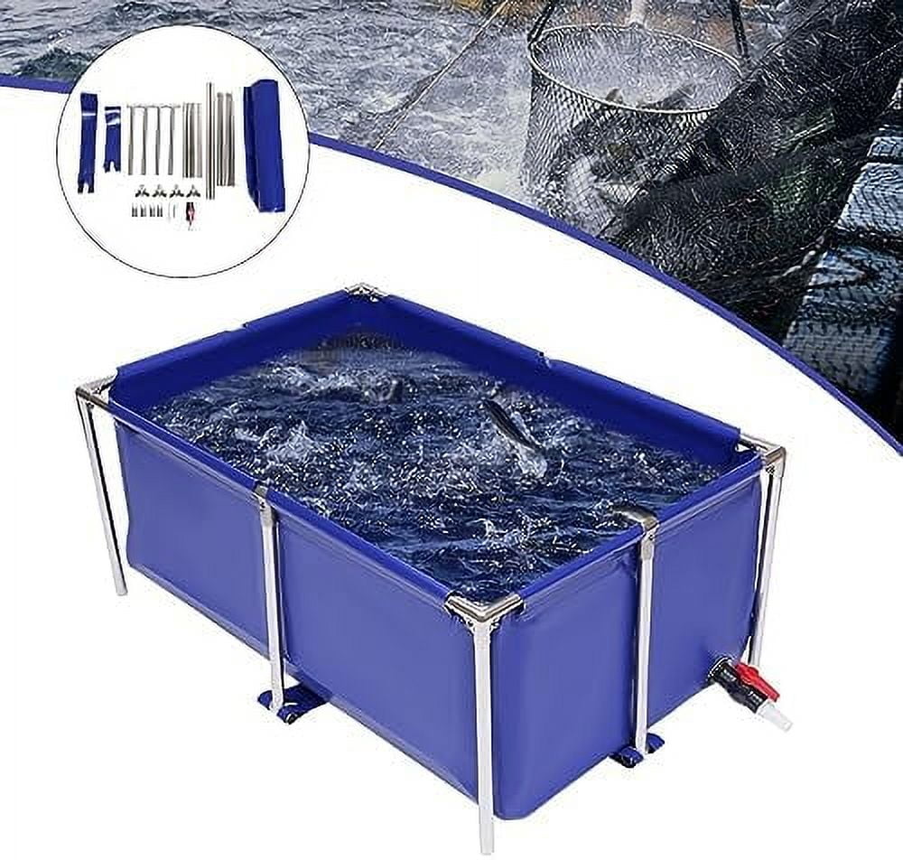 Foldable Fish Pond Fish Aquarium Fish Tank, Canvas Blue Cuboid Small ...