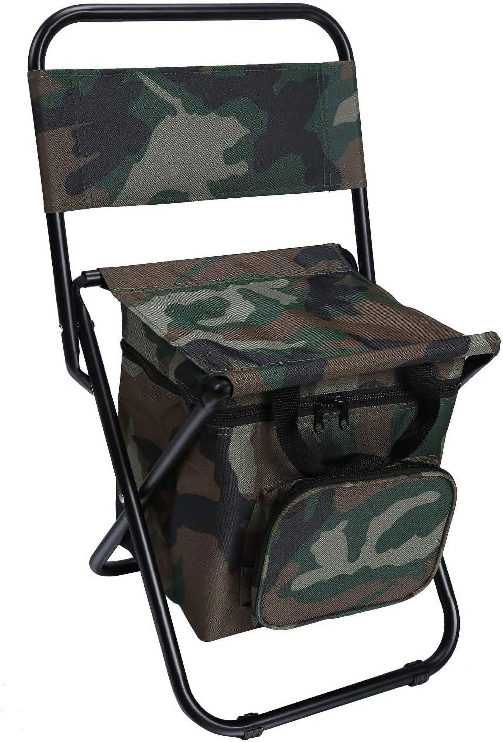 GVDV Foldable Fishing Chair with Cooler Bag, Lightweight for Beach ...