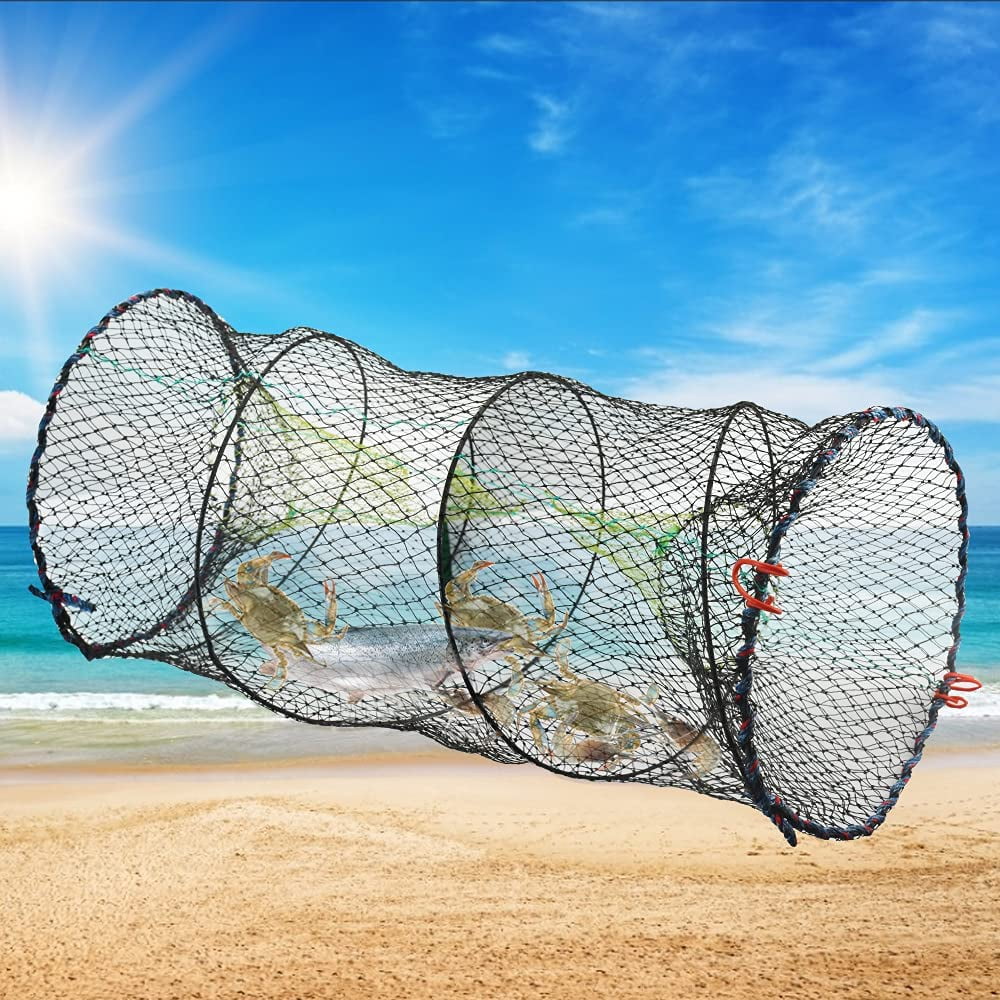Foldable Fishing Net Crab Trap 60Cm Nylon Fish Cage Folded Portable Fish Trap Sea Fishing Net ...