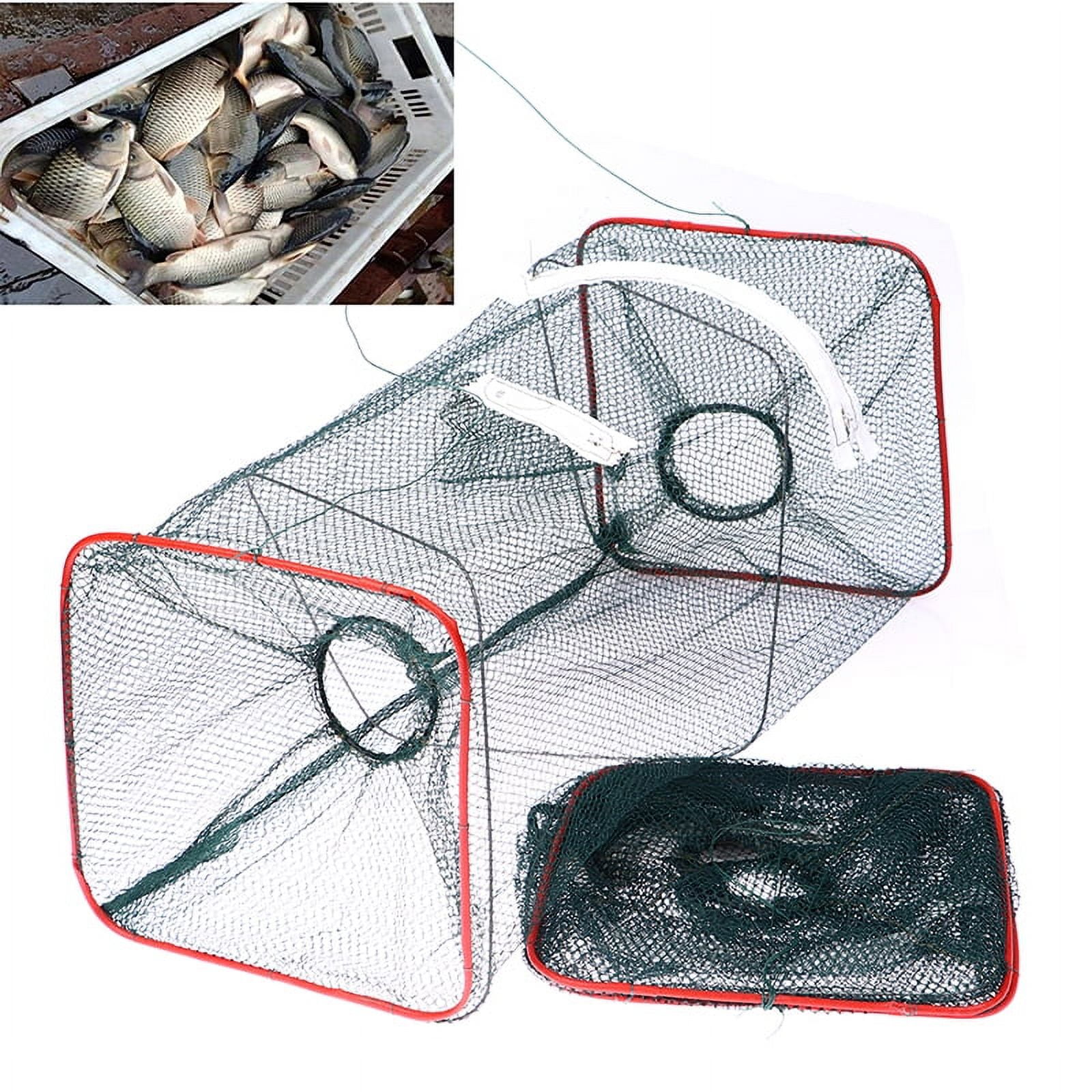 Foldable Fishing Net Dip Net Fish Cage Nylon Steel Wire Fishing Trap ...