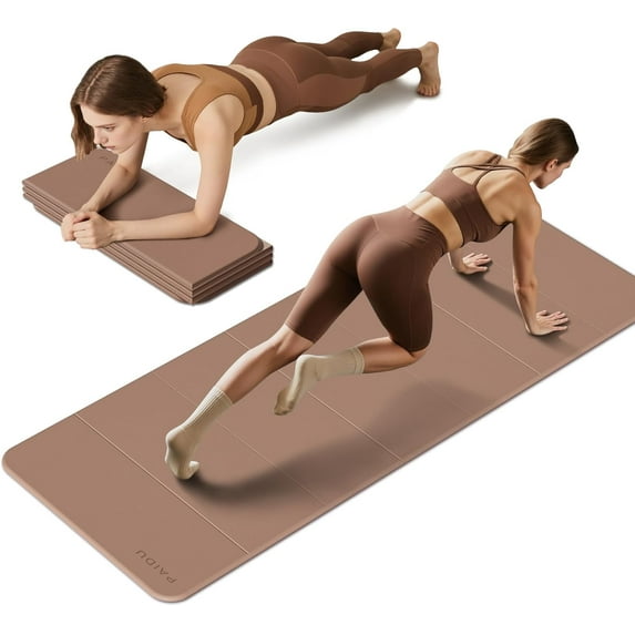 Foldable Fitness Yoga Mat | 2/5" (10MM) Extra Thick SGS Certified Non-Slip TPE 75x26" Long-Wide ...