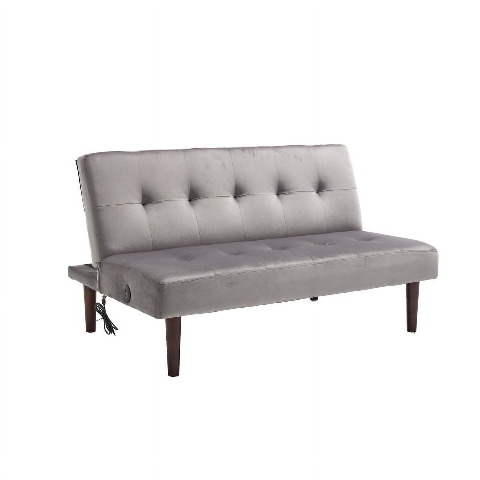 Foldable Flannel Sofa Bed, Adjustable Recliner Futon with USB Charging ...