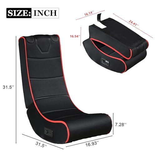 Foldable Floor Gaming Chair with Onboard Speakers, Small Rocker Folding ...