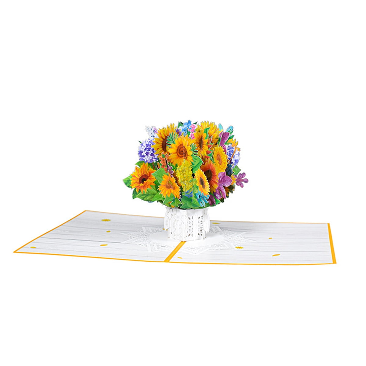 Foldable Flower Cards, Handcrafted Pop Up Card With Sunflower Bouquet ...