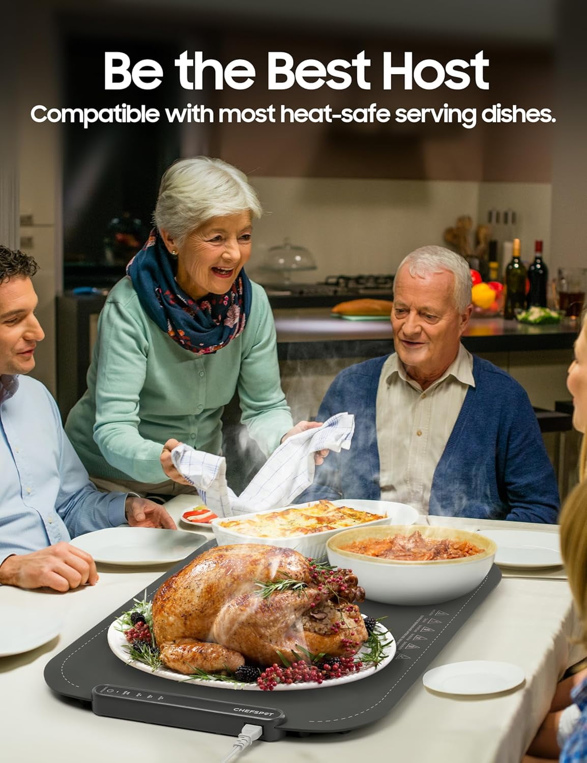 Foldable Food Warming Mat, 24x15" Electric Buffet Tray with 3 Heat ...