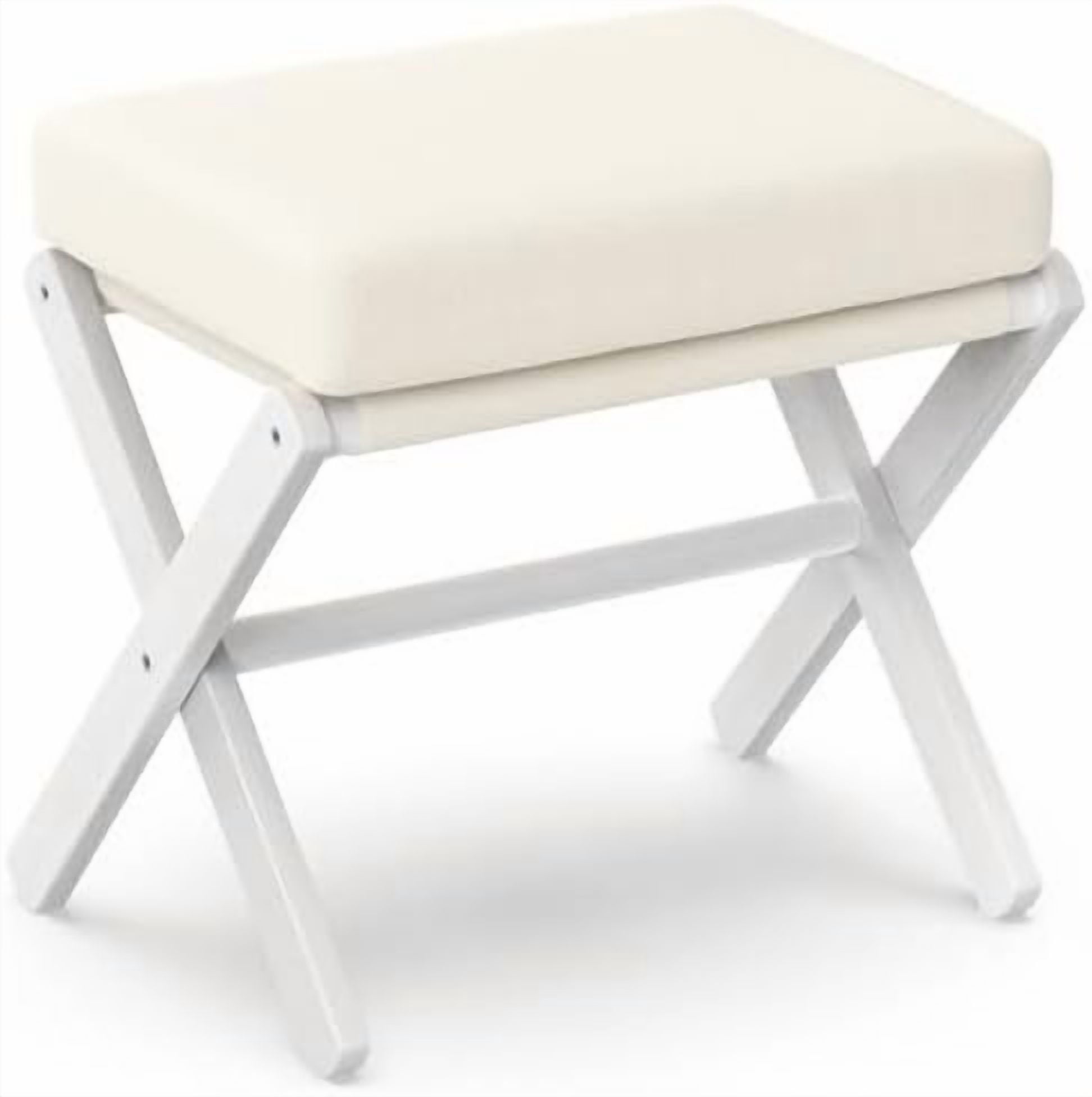 Foldable Foot Stool Ottoman, Modern Foot Rest with Bamboo X Legs ...