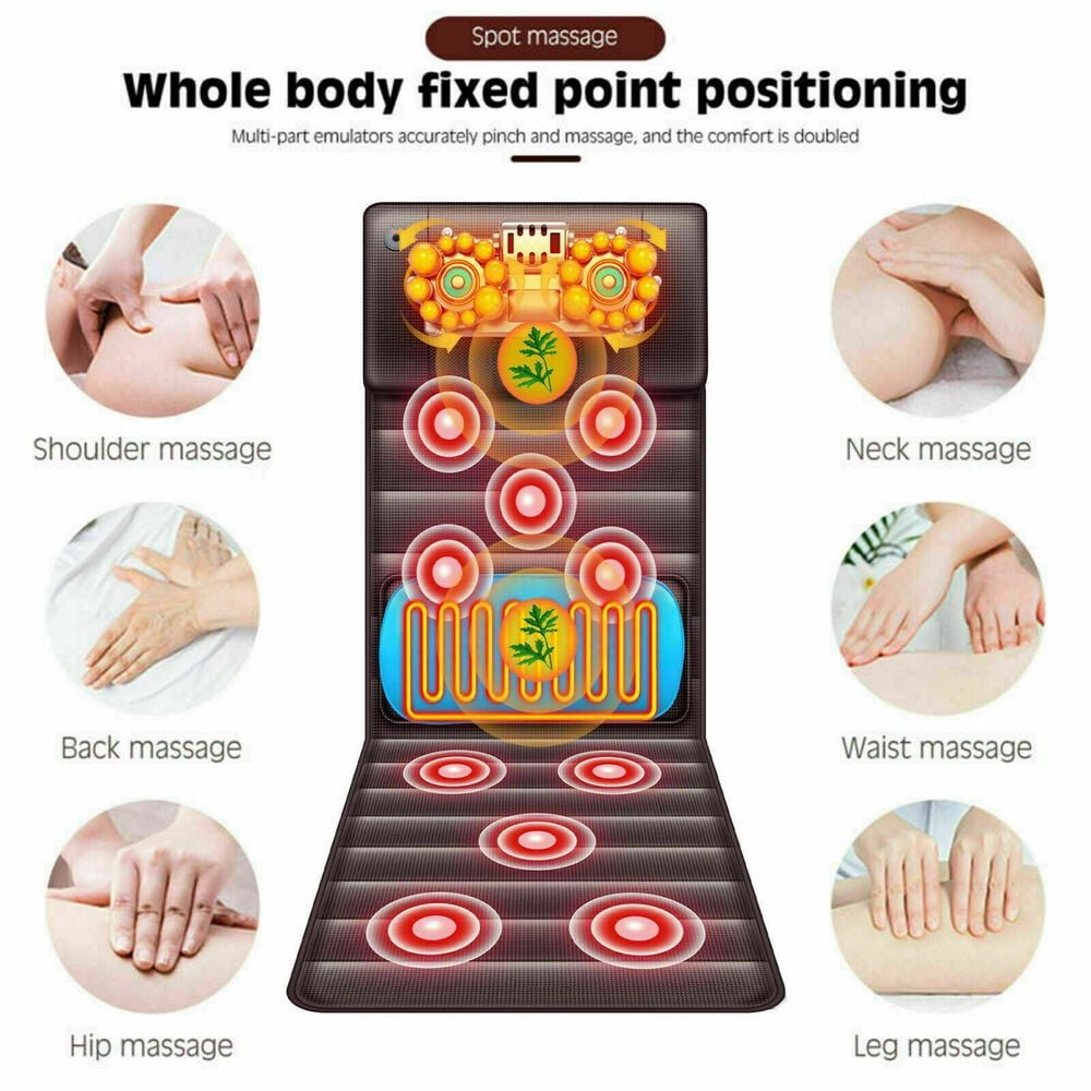 Foldable Full Body Electric Massage Mat for Bed w/ Shiatsu Heated Neck ...