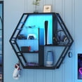 Foldable Gaming Floating Shelves with LED Lights, 4 Tier Display Rack ...