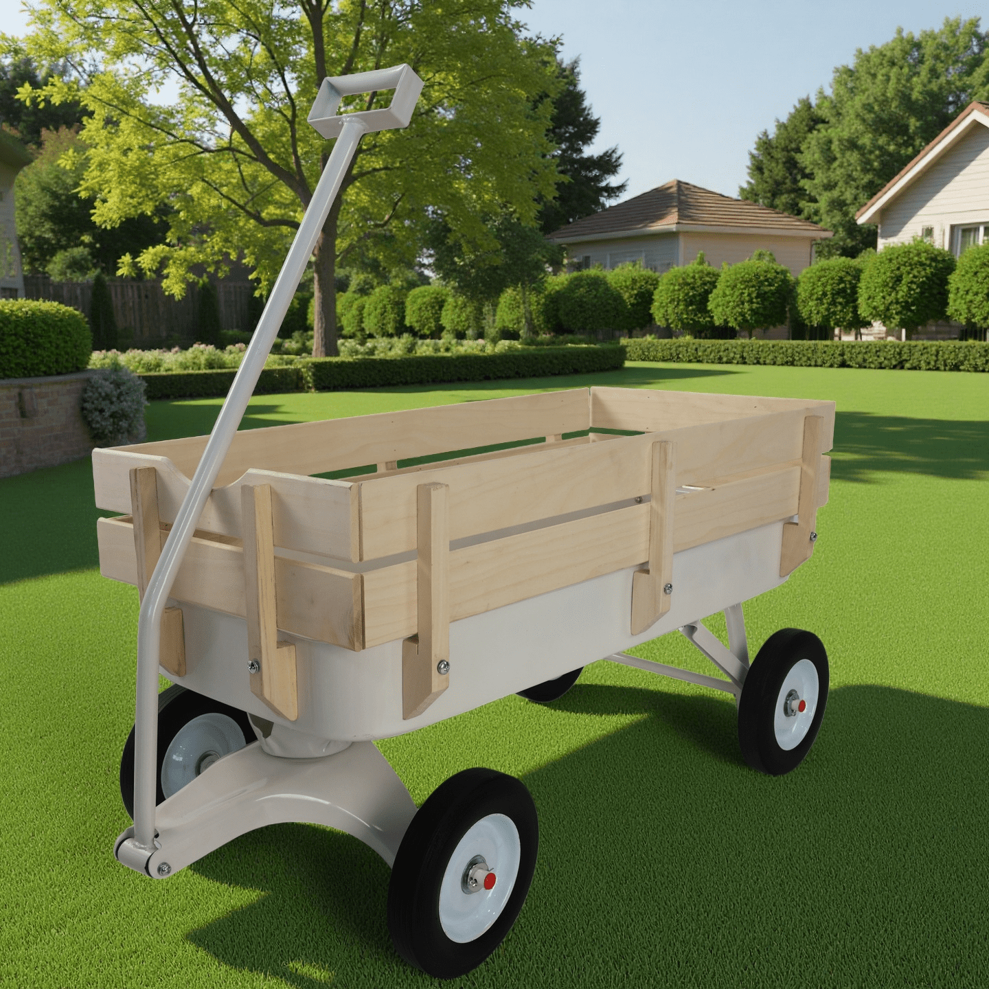 Foldable Garden Cart Wagon - Heavy Duty Rolling Cart with Wooden ...