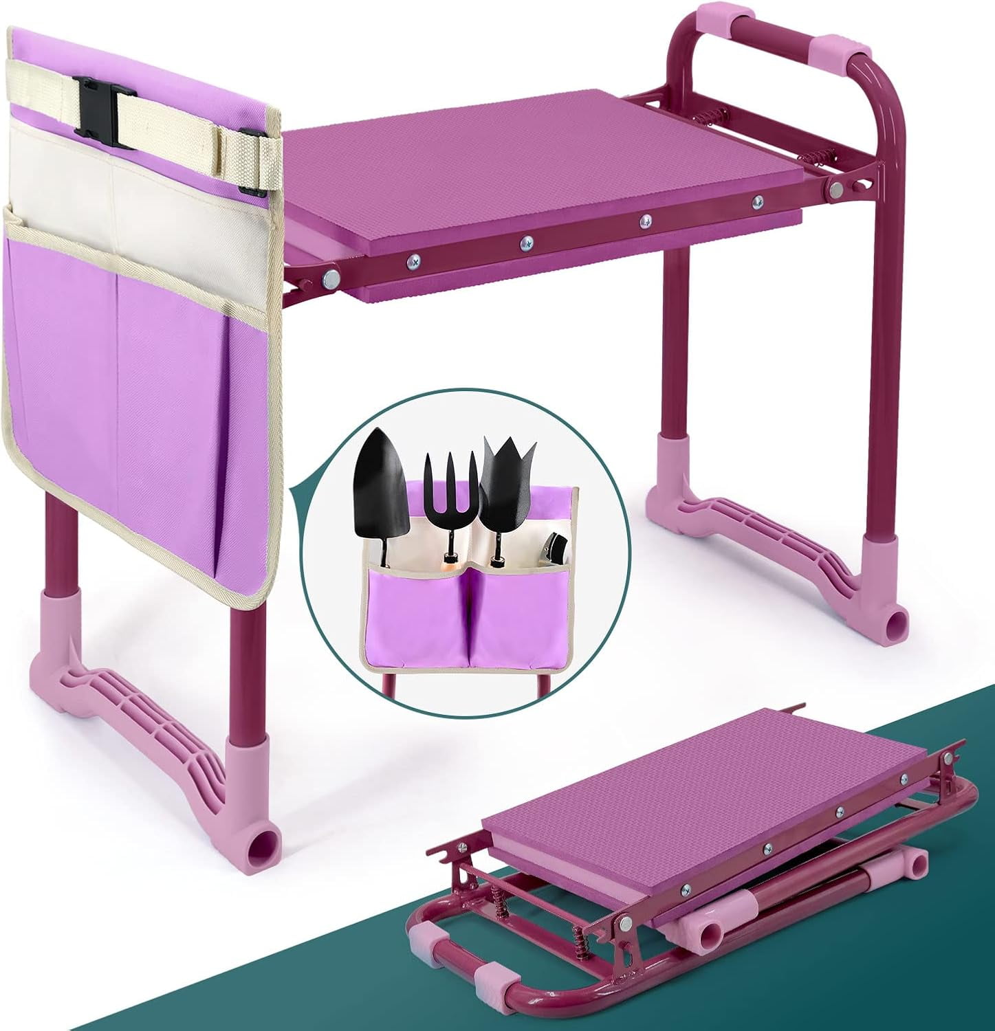 Foldable Garden Kneeler and Seat – 2-in-1 Gardening Stool with a Tool ...
