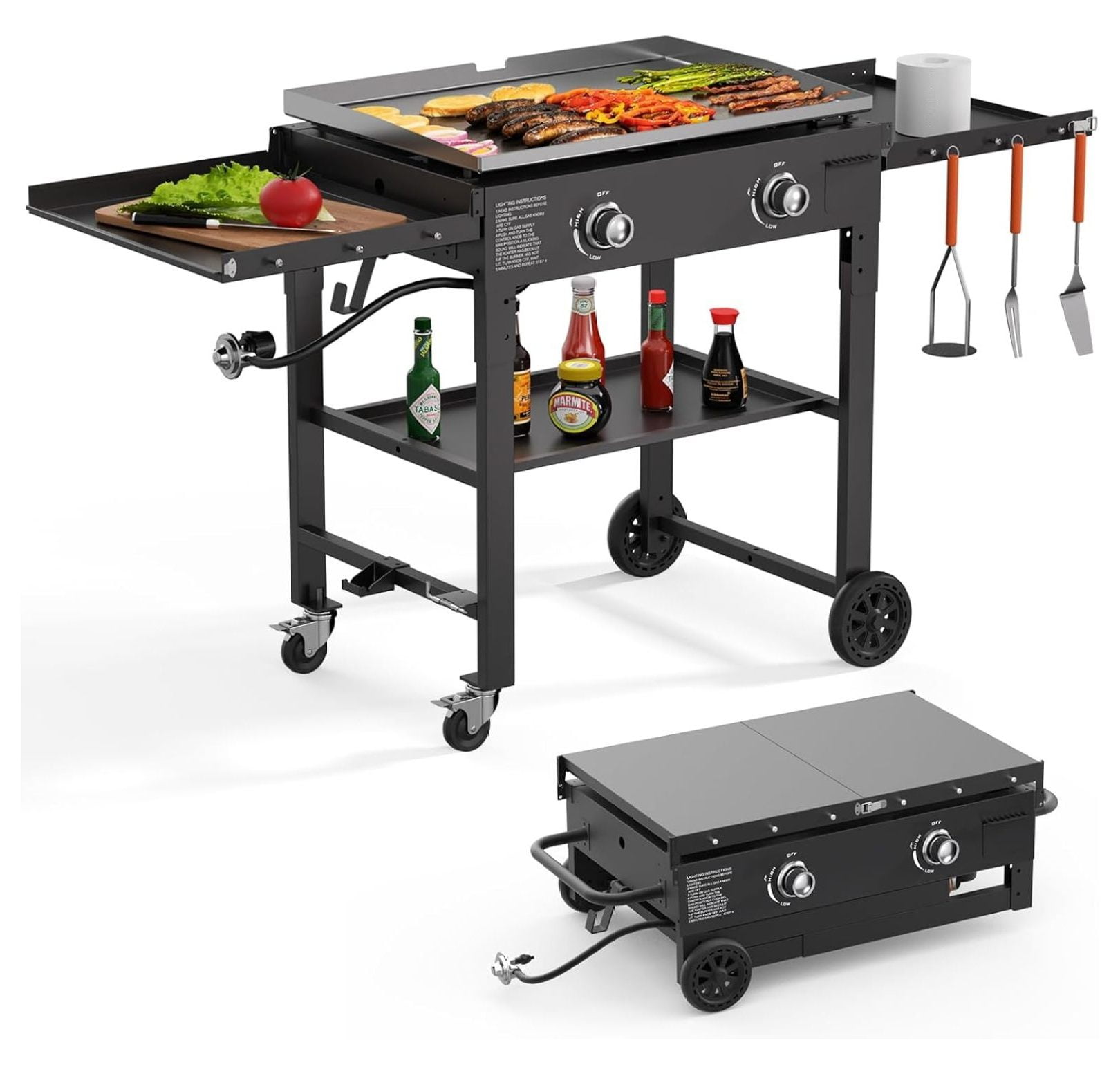 Foldable Gas Griddle-28 Inch Outdoor Propane Griddle, Portable Flat Top ...