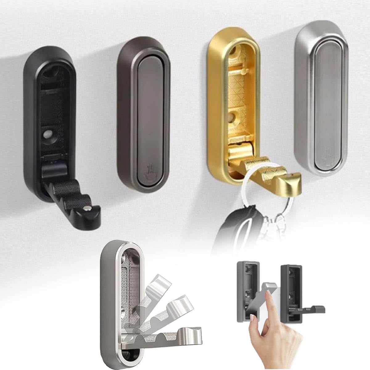 Foldable Gold Wall Hooks, Folding Wall Hooks, 4 Packs Foldable Wall ...