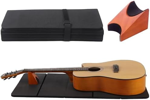 Foldable Guitar Work Mat and Wooden Neck Rest, 0.5 Inch Thick Guitar ...