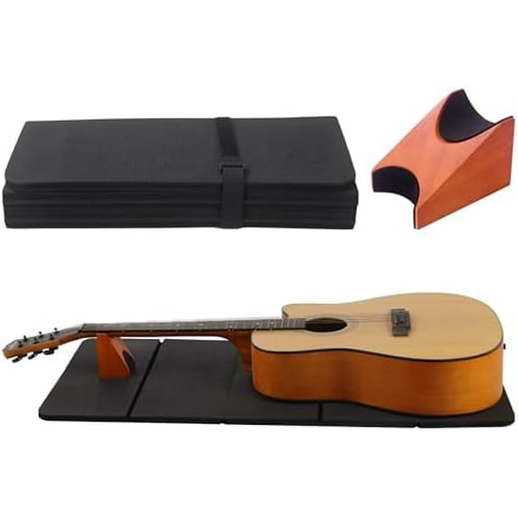 Foldable Guitar Work Mat and Wooden Neck Rest, 0.5 Inch Thick Guitar ...