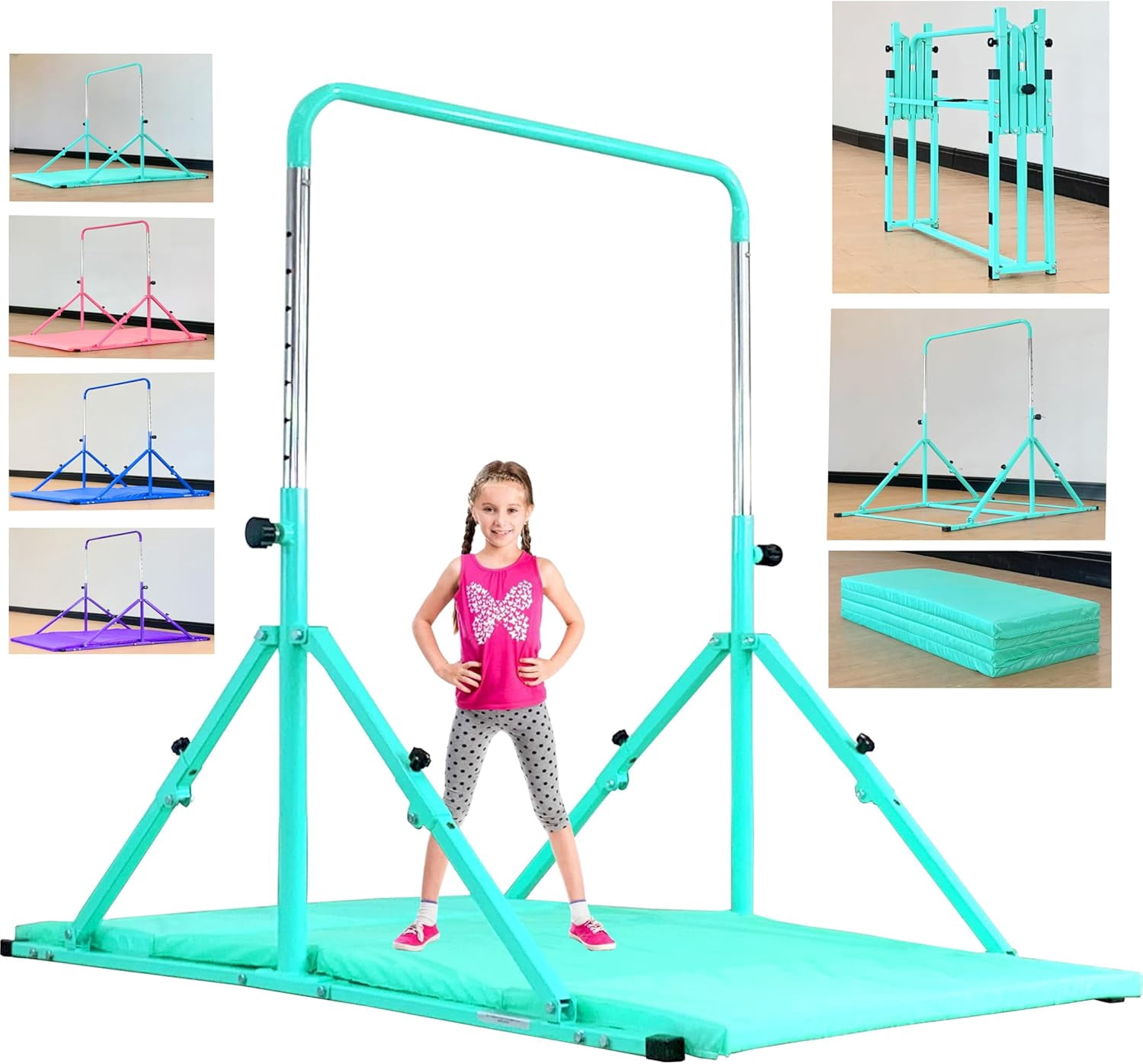 Foldable Gymnastic Bar for , 9 Height Levels, 200 lbs Weight Capacity ...
