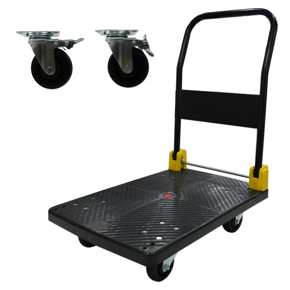 Foldable Hand Truck 440 lbs Capacity Brake Wheels Platform Cart ...