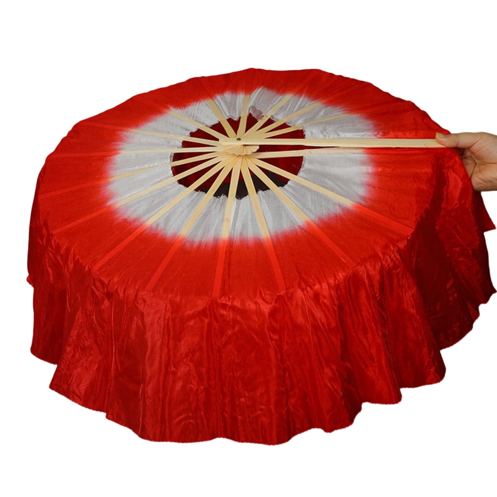Foldable Handheld Fans Belly Dance Silk Bamboos Fan Round Decorative ...