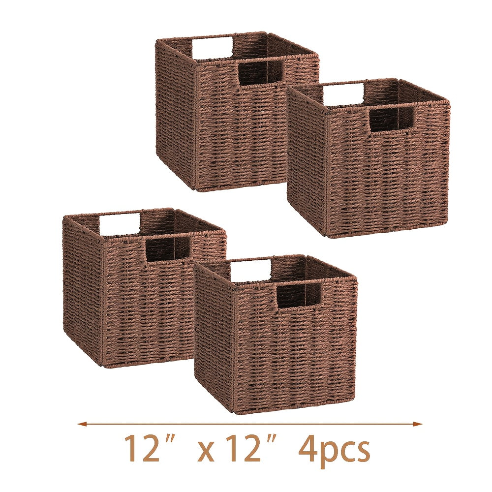 Foldable Handwoven Water Hyacinth Storage Baskets - Rectangular Wicker ...