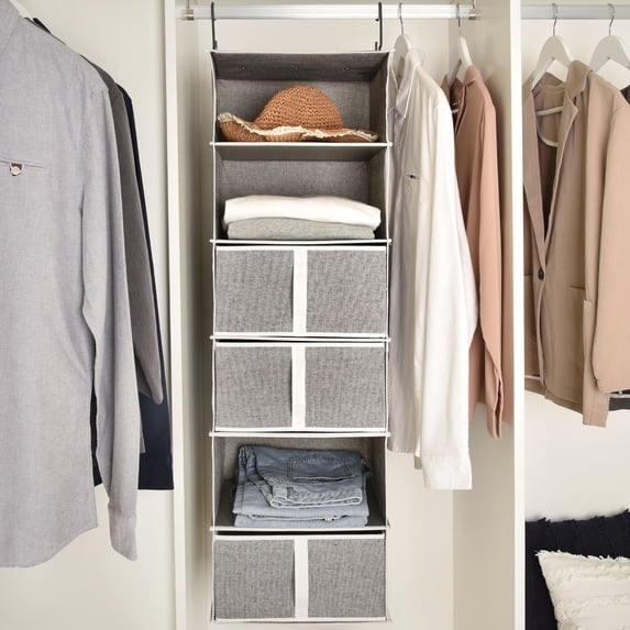 WE THINK STORAGE Foldable Hanging Closet Organizer with Drawers, 6 ...