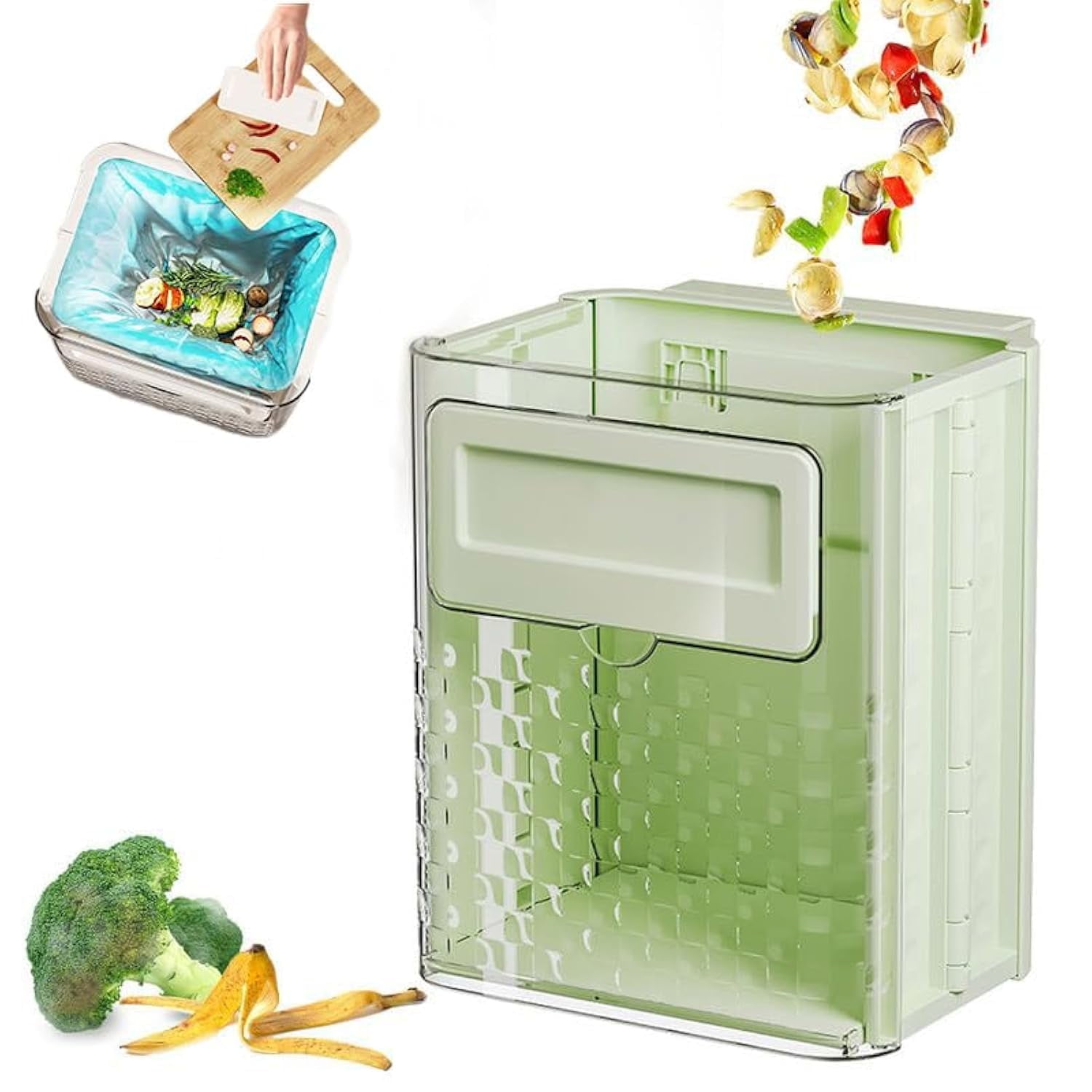 Foldable Hanging Trash Can,2024 New Hanging Kitchen Trash Can, Foldable ...