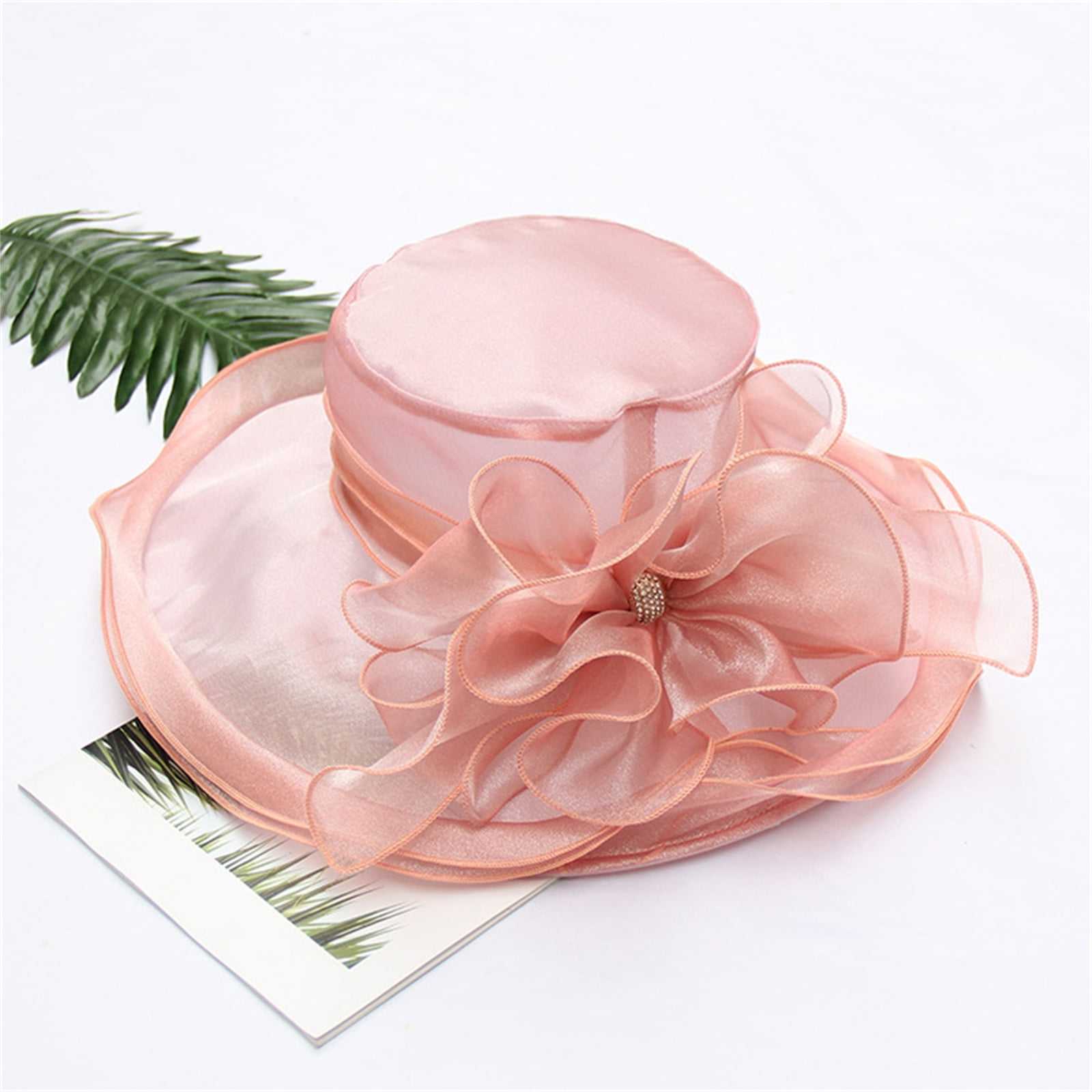 Foldable Hats For Women Flower Wedding Tea Party Hat Wide Sun Hat ...