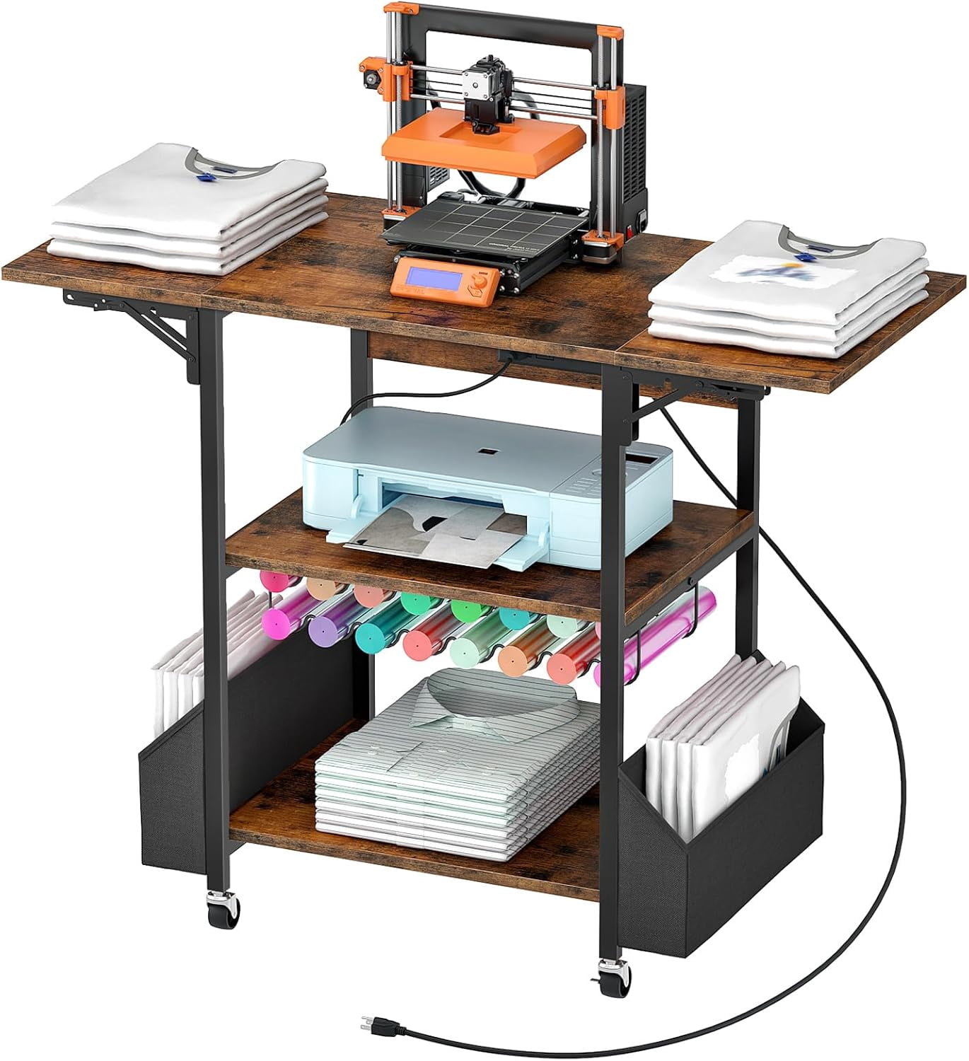 Foldable Heat Press Table with Charging Station Movable Heat Transfer ...
