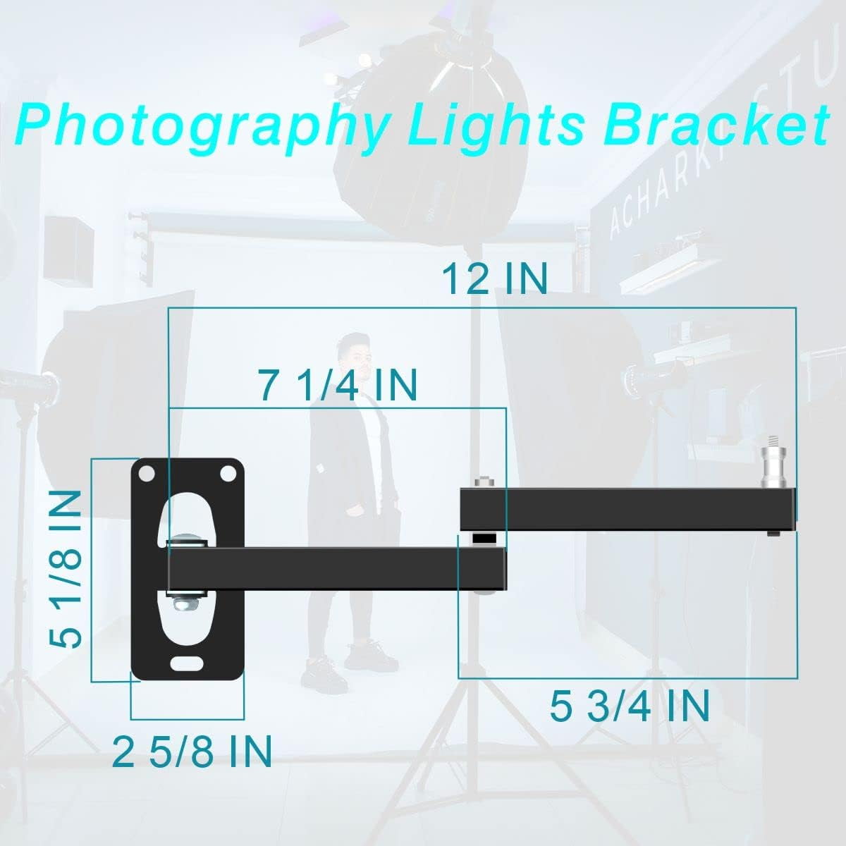 Foldable Heavy Duty Wall Mount for Photography Lights, Adjustable 12in ...