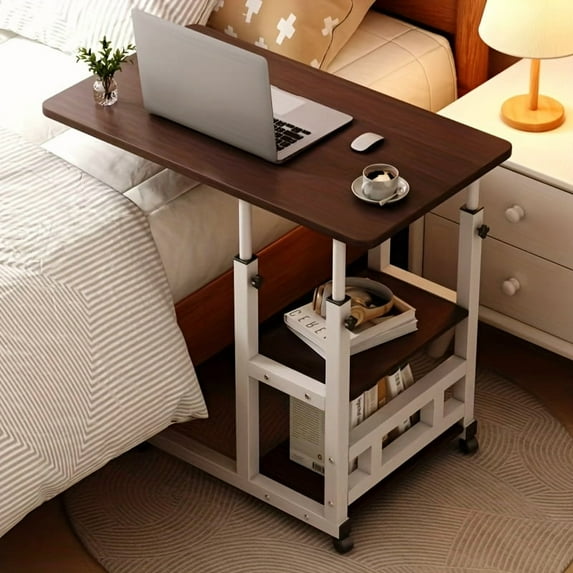Foldable Height-Adjustable Office Computer Desk with Wheels & Storage ...