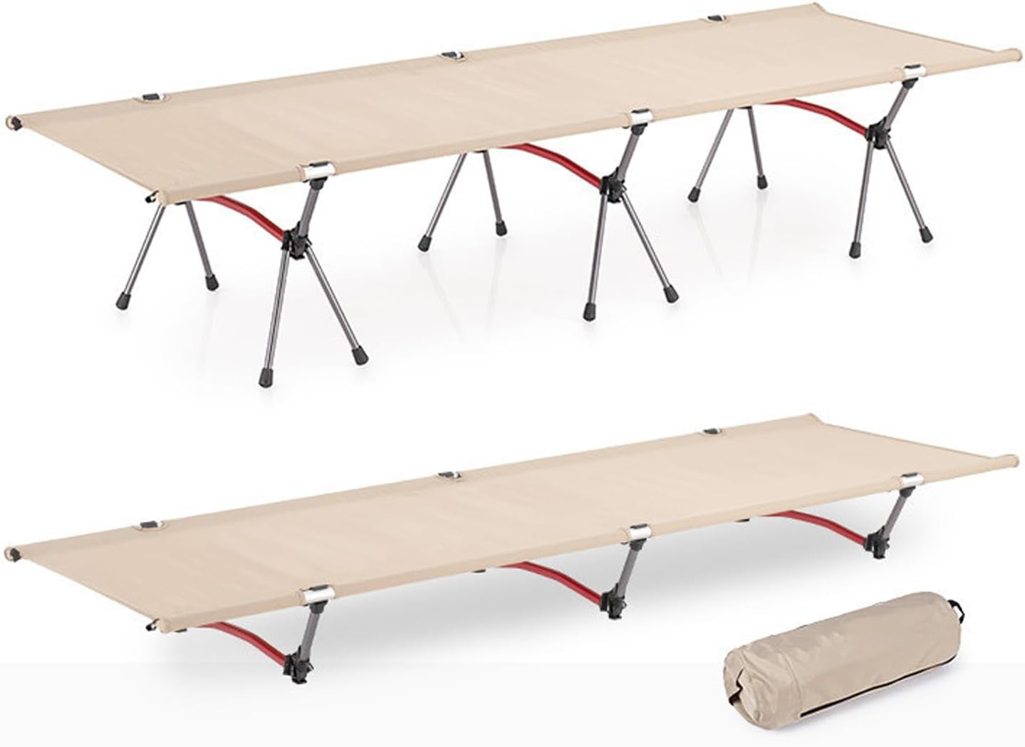 Melknoiy Foldable Camping Cot with 2 Height Modes Lightweight Portable ...