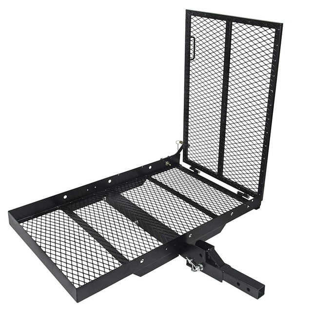 Foldable Hitch Cargo Carrier, Hitch Mount Wheelchair Carrier with Ramp ...