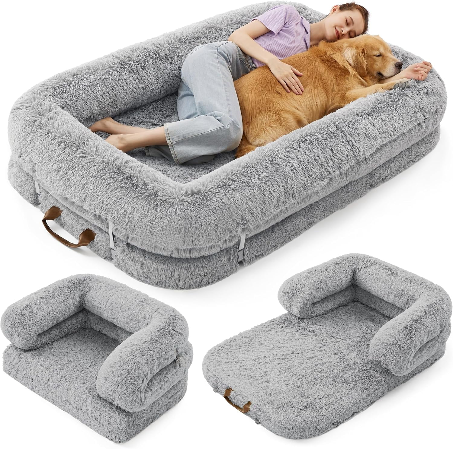 Foldable Human Dog Bed - 3 in 1 Flexible Giant Human Dog Bed for Adult ...