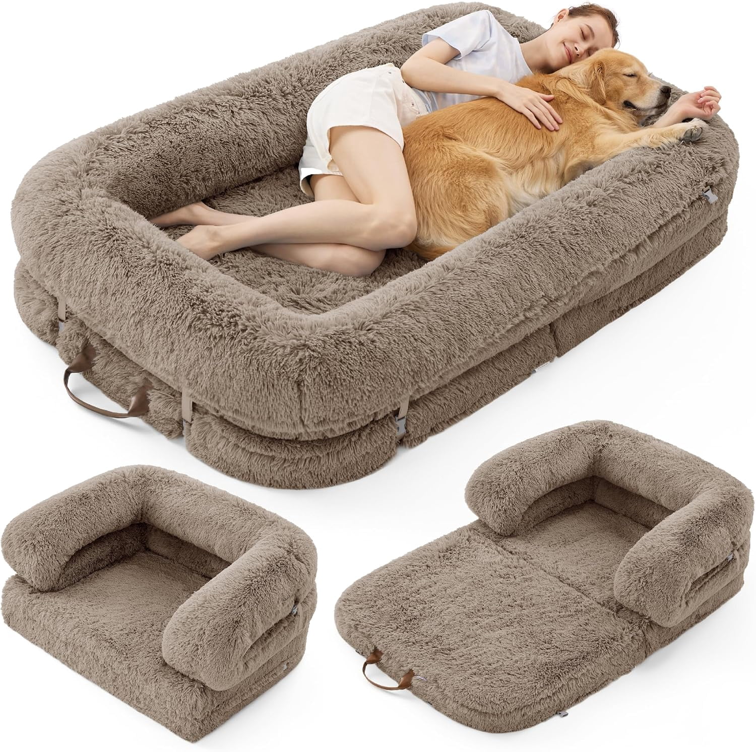 Foldable Human Dog Bed - 3 in 1 Flexible Giant Human Dog Bed for Adult ...