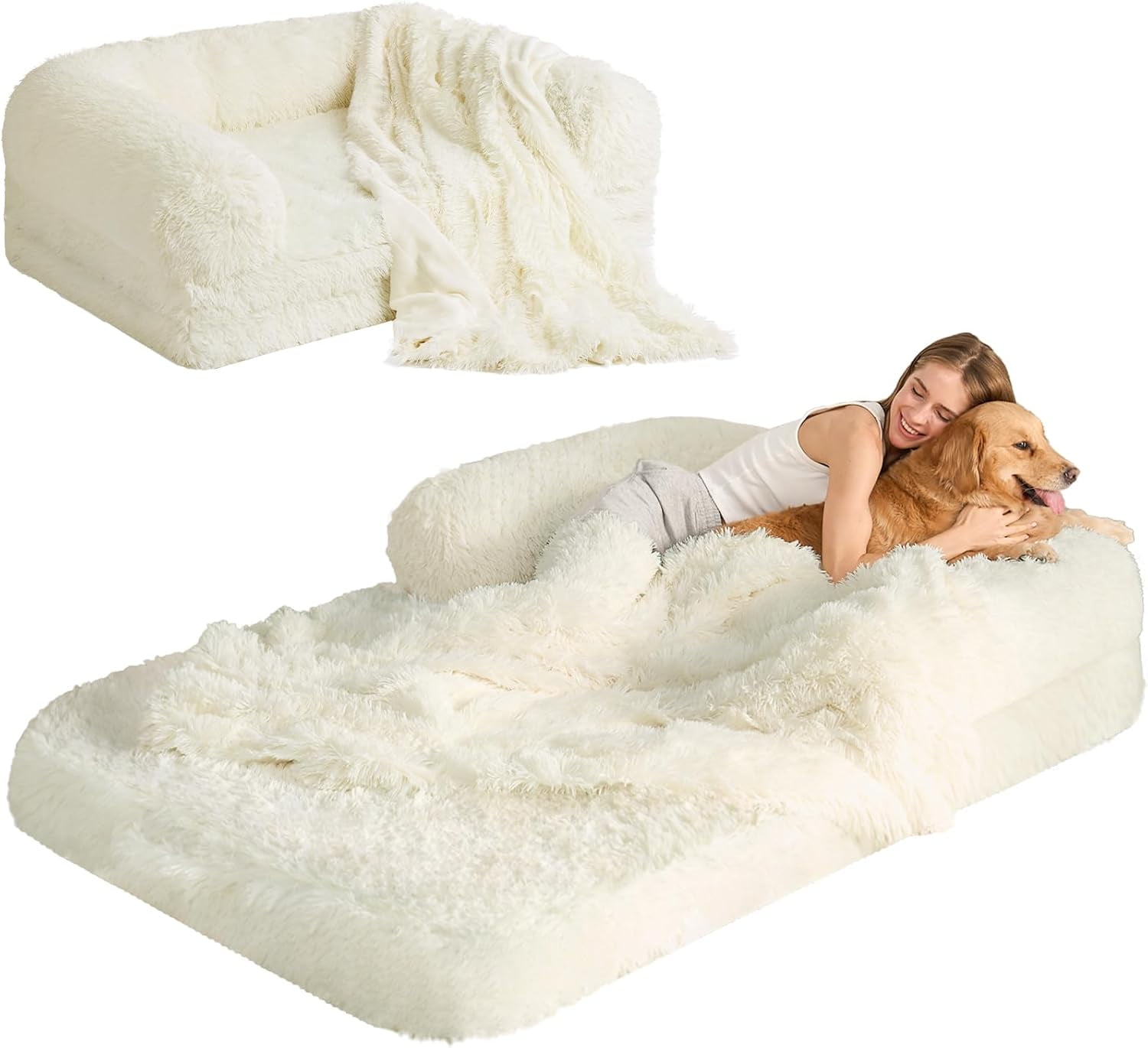 Foldable Human Dog Bed for Adult, Orthopedic Memory Foam Dog Bed for ...