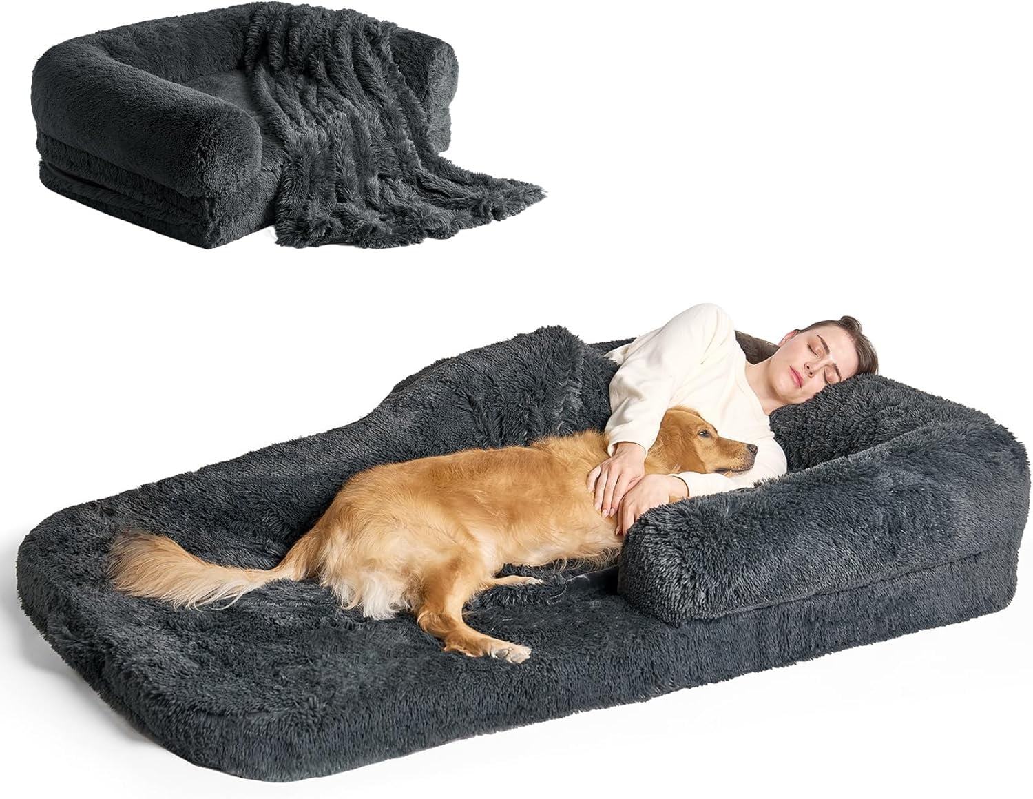 Foldable Human Dog Bed, Orthopedic Memory Foam Human Sized Dog Bed ...