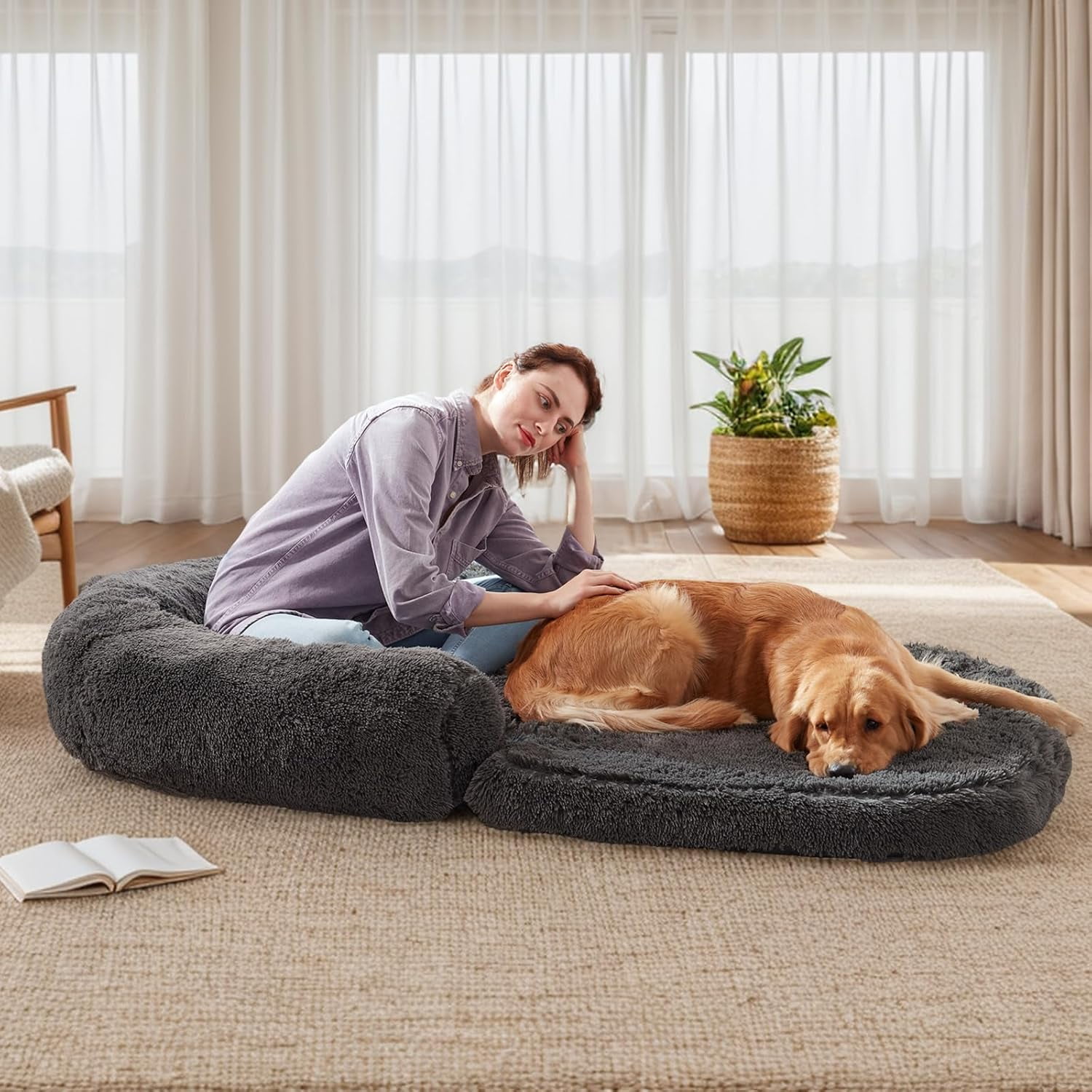 Foldable Human Dog Bed for People Adult 71"x45"x10" Memory Foam Dog Bed ...