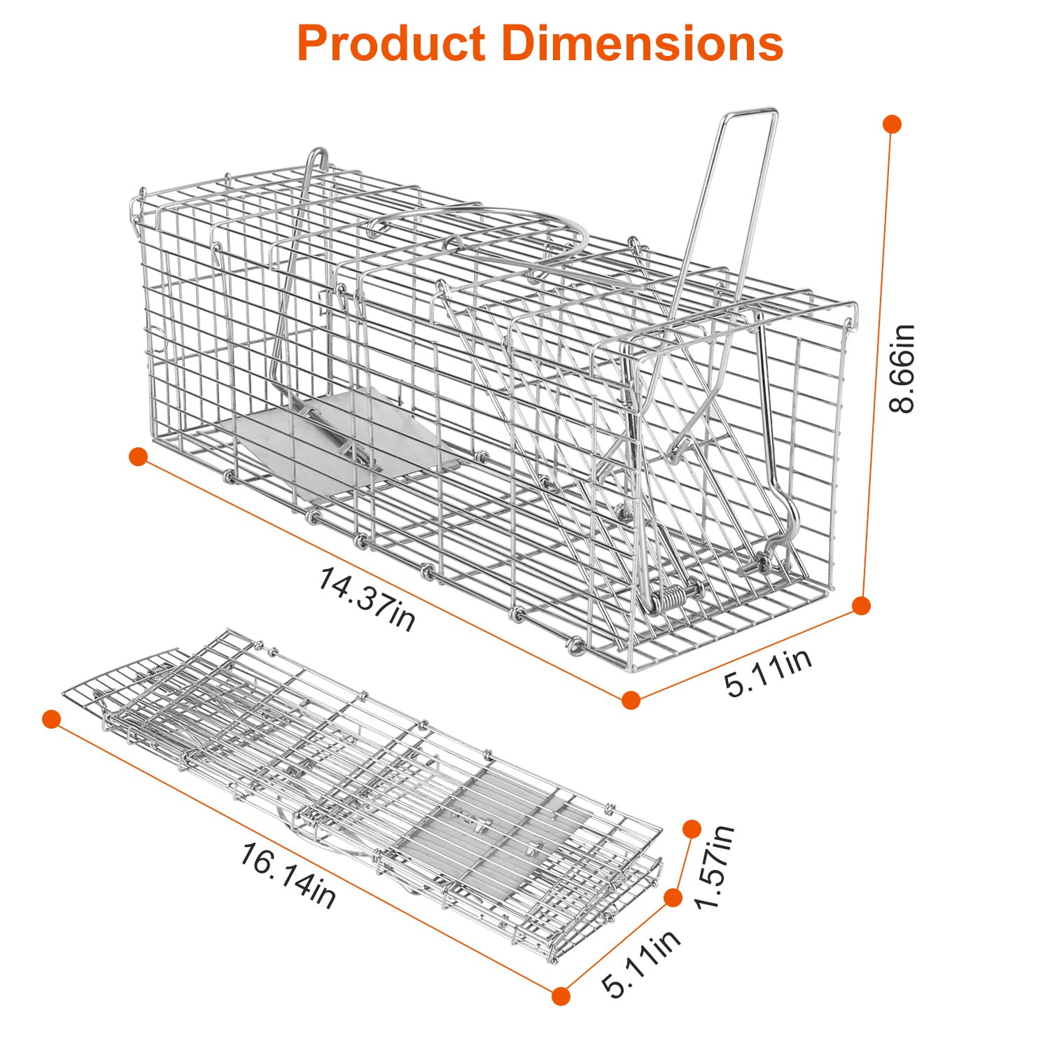 Foldable Humane Rat Trap Cage – Galvanized Iron Live Rodent Trap for ...
