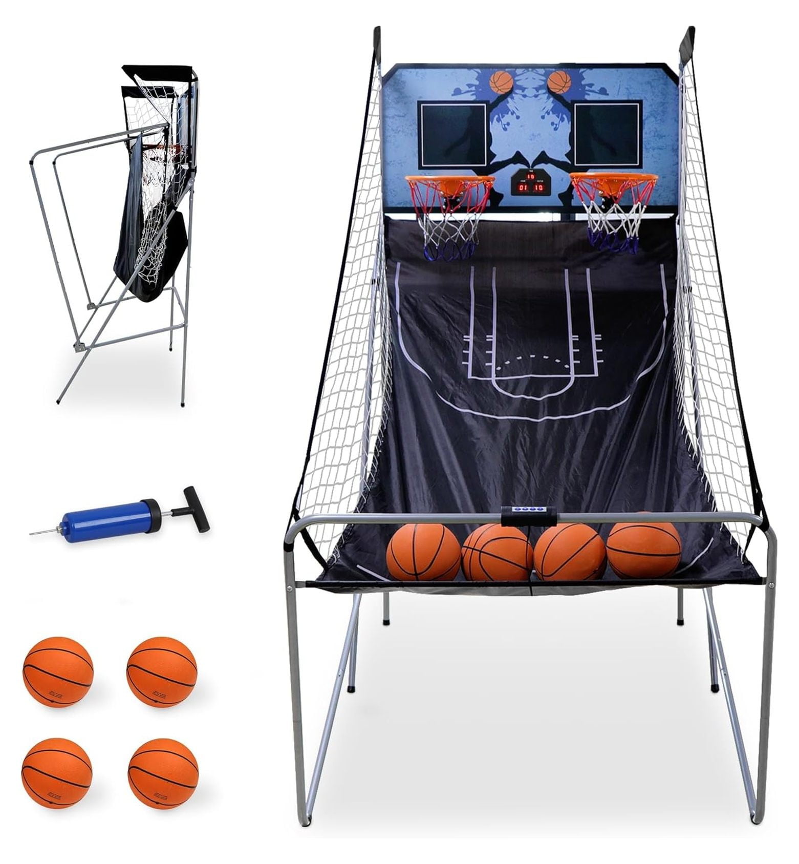 Foldable Indoor Basketball Arcade Game, Electronic Dual Shot Basketball ...