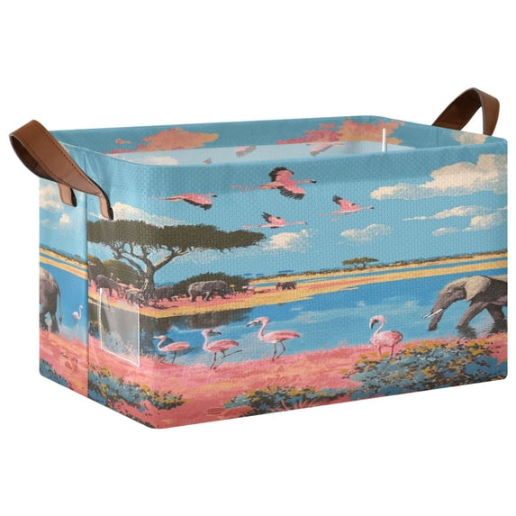 Foldable Iron Frame Open Home Storage Bins 16.9×11.4×10 Inch Waterproof ...