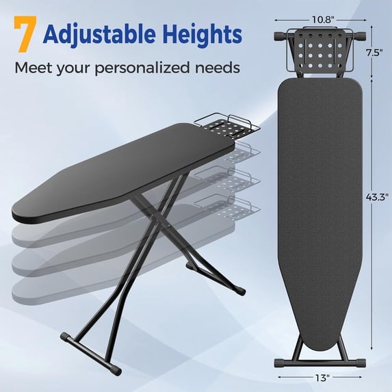 Foldable Ironing Board Full Size, Height Adjustable Sturdy Iron Stand ...