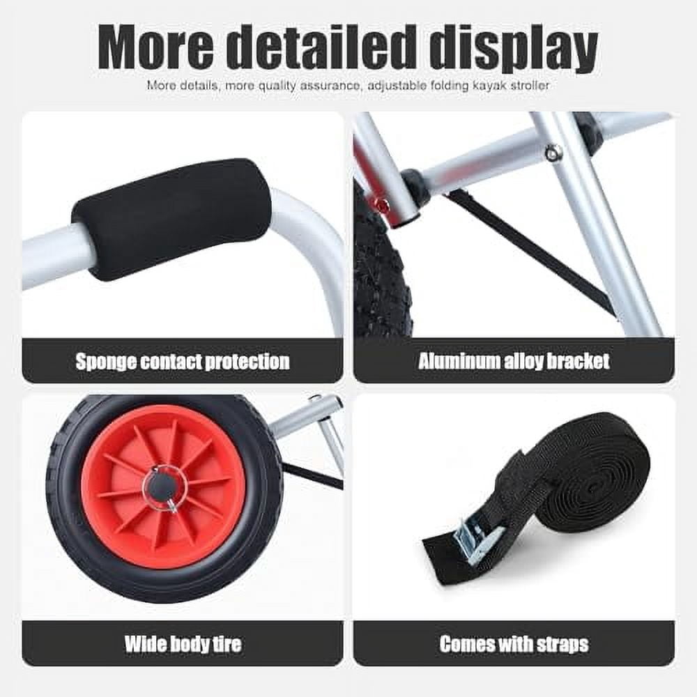 Foldable Kayak Cart with Airless Wheels 10-Inch Solid Tires, Portable ...