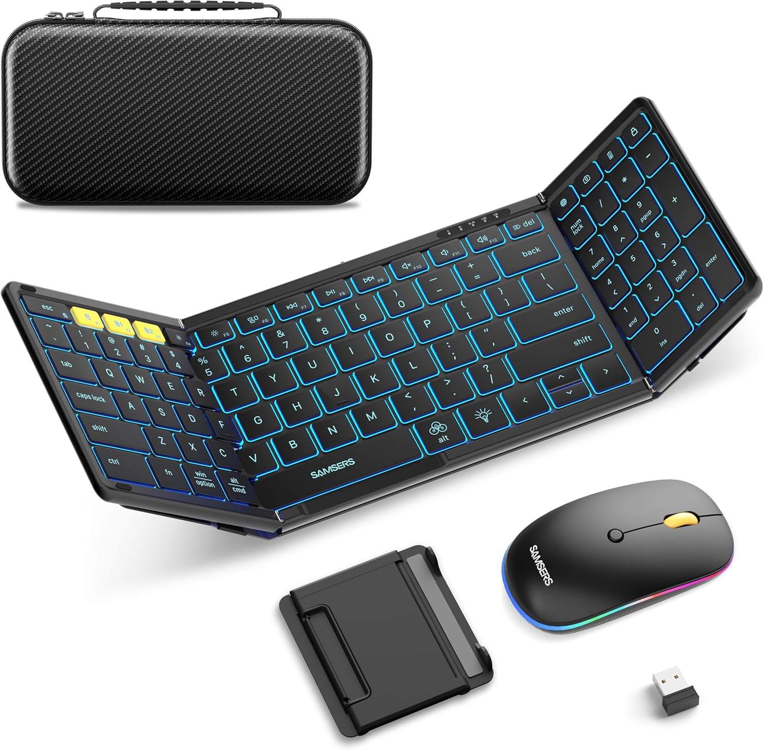 Foldable Keyboard and Mouse, Folding Bluetooth Keyboard Combo, 2.4G ...