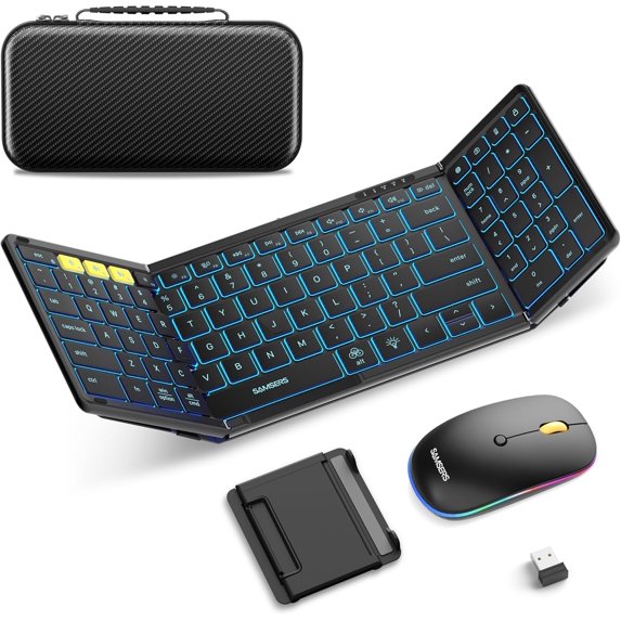 Foldable Keyboard and Mouse, Folding Bluetooth Keyboard Combo, 2.4G ...