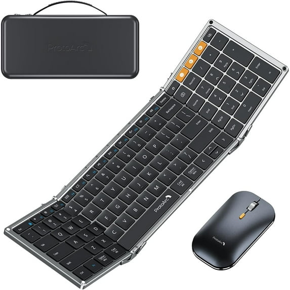 Foldable Keyboard and Mouse, XKM01 True Full-Size Folding Wireless ...