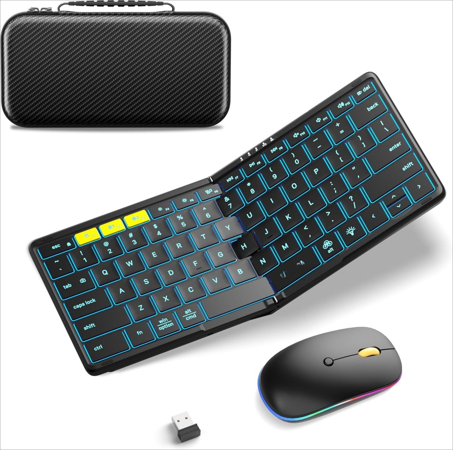 Foldable Keyboard and Mouse, Folding Bluetooth Keyboard Mouse Combo ...