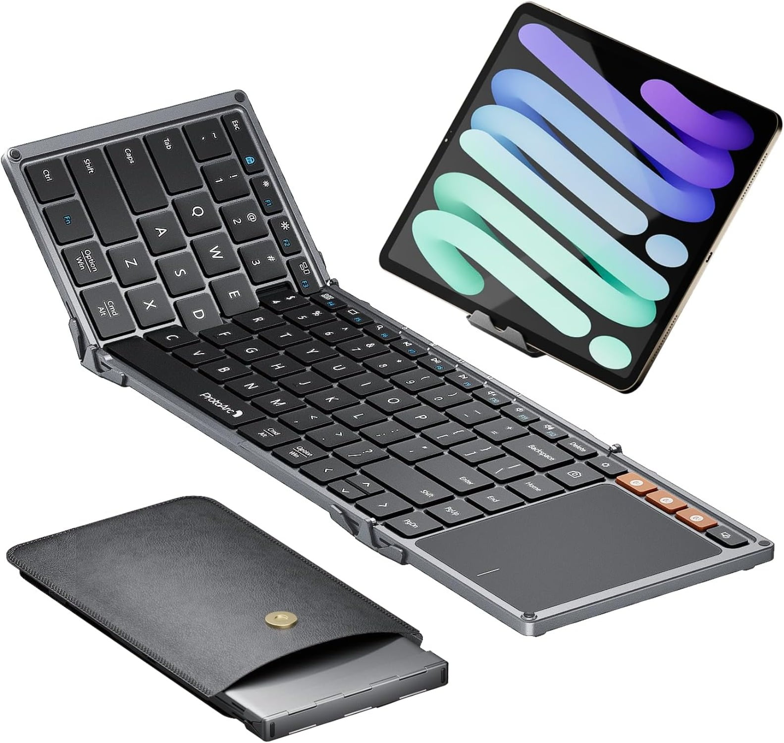 Foldable Keyboard with Touchpad, XK01 TP Folding Portable Keyboard ...